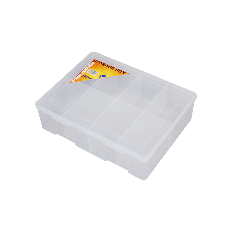 Fischer Clear Compartment Boxes (8 Compartment) 350x270x100mm
