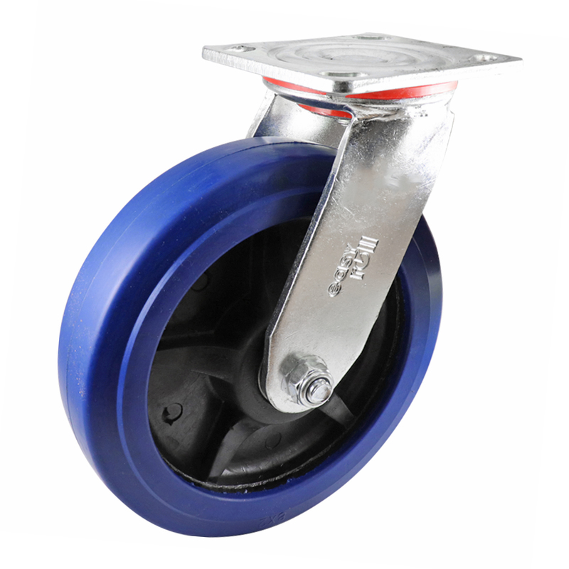 Easyroll 200mm Blue Elastic Rubber Swivel Plate Mount Castors J2 Series ...