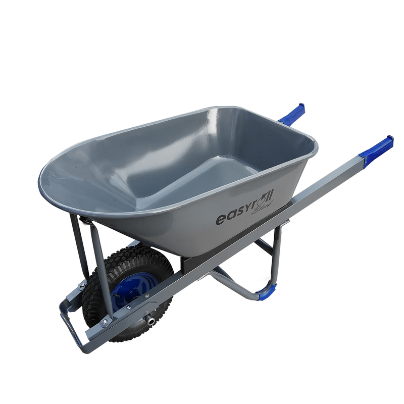 EASYROLL WHEELBARROW DARK GREY STEEL TRAY 650X8" 100L